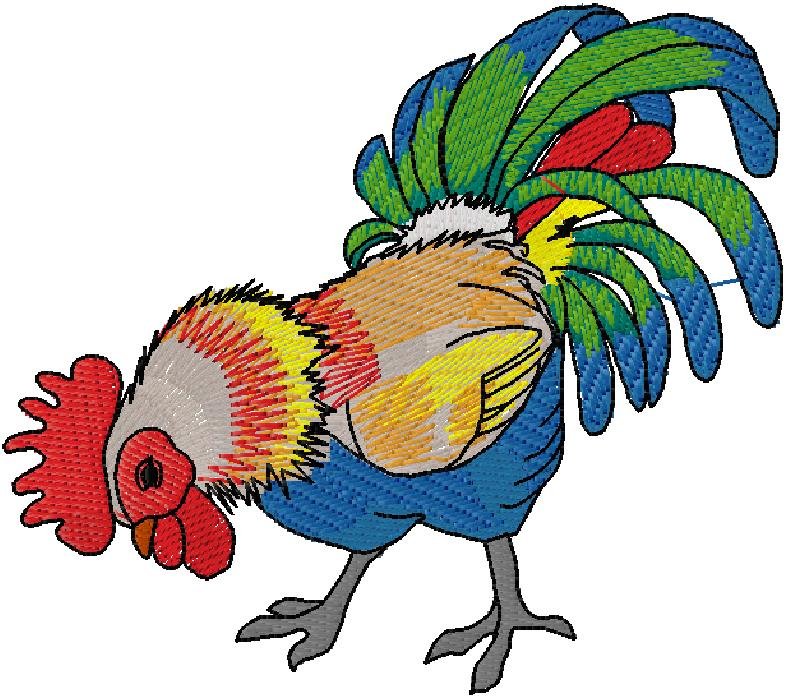 Rooster embroidery design - embnew.com