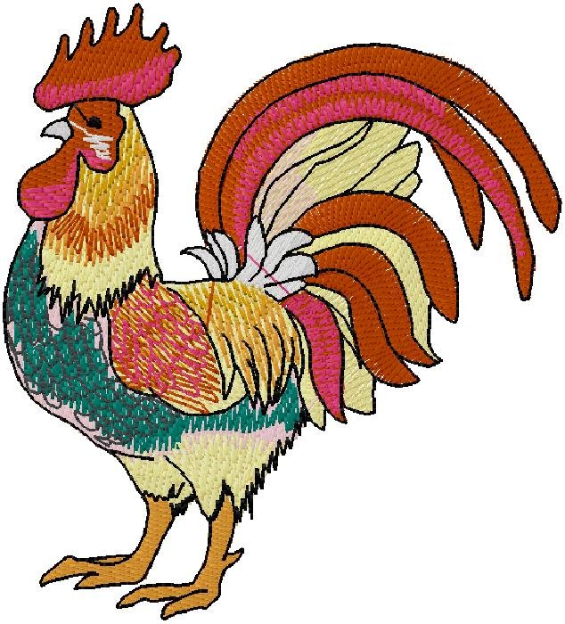 Rooster embroidery design - embnew.com