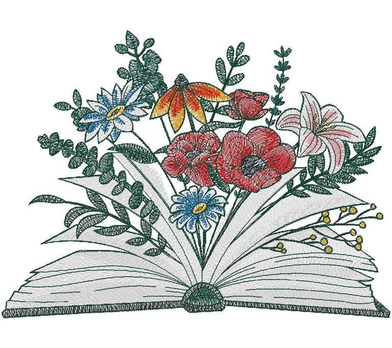 Floral Book embroidery design - embnew.com