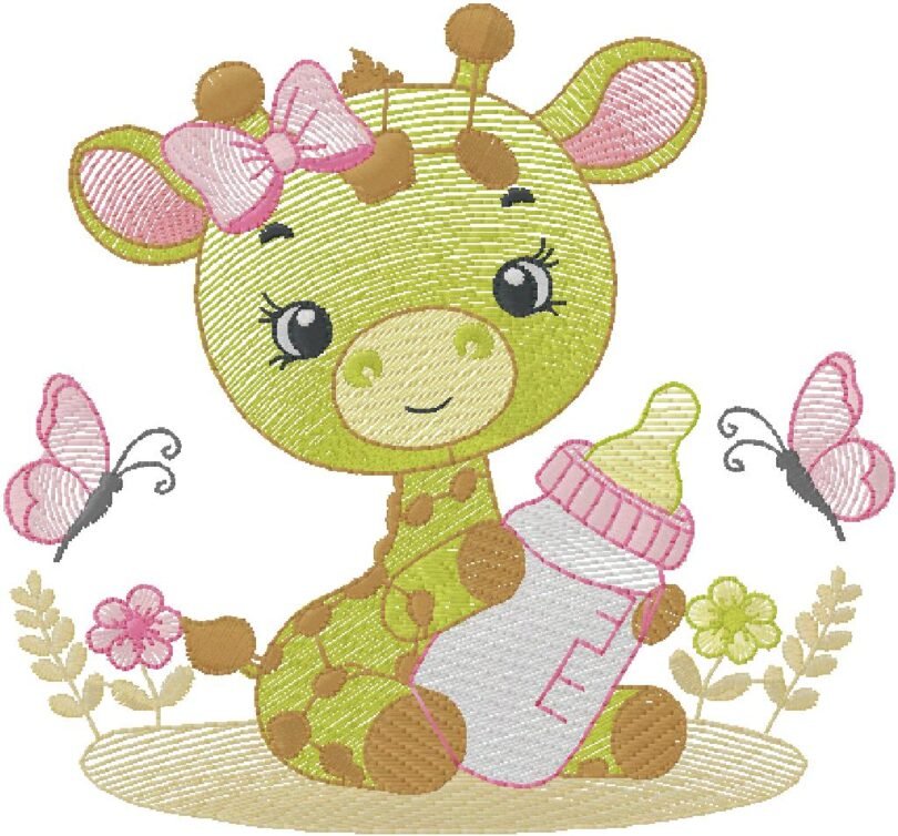 cute baby giraffe embroidery design - embnew.com
