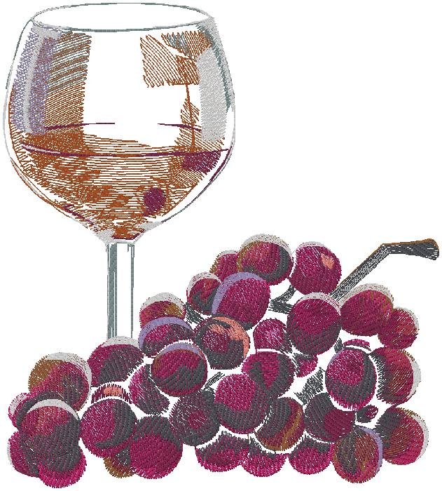 Glass of wine embroidery design - embnew.com