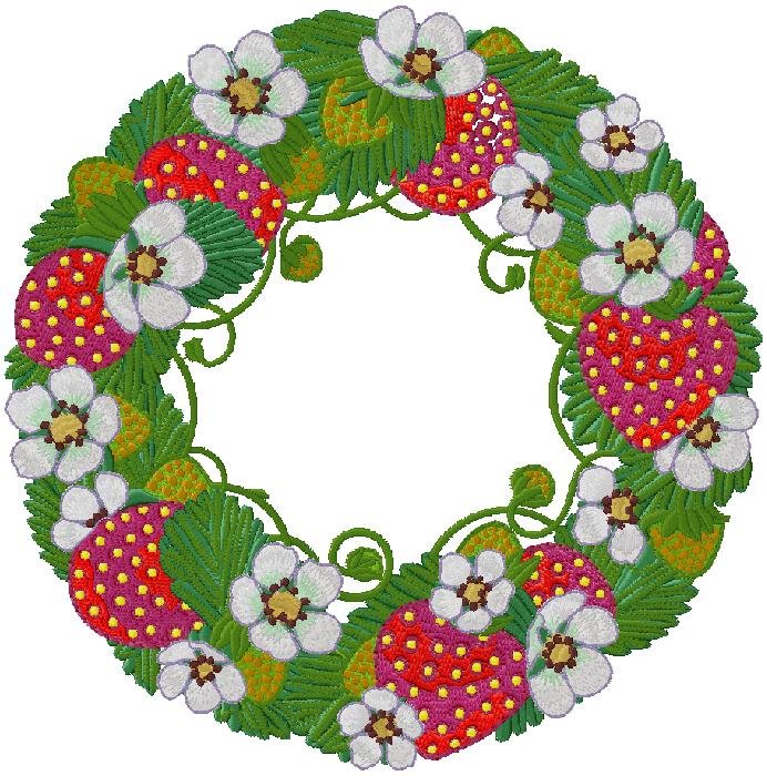 Strawberry Wreath embroidery design - embnew.com