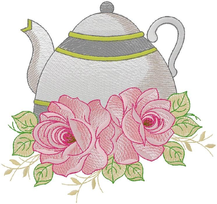 Teapot machine embroidery design - embnew.com