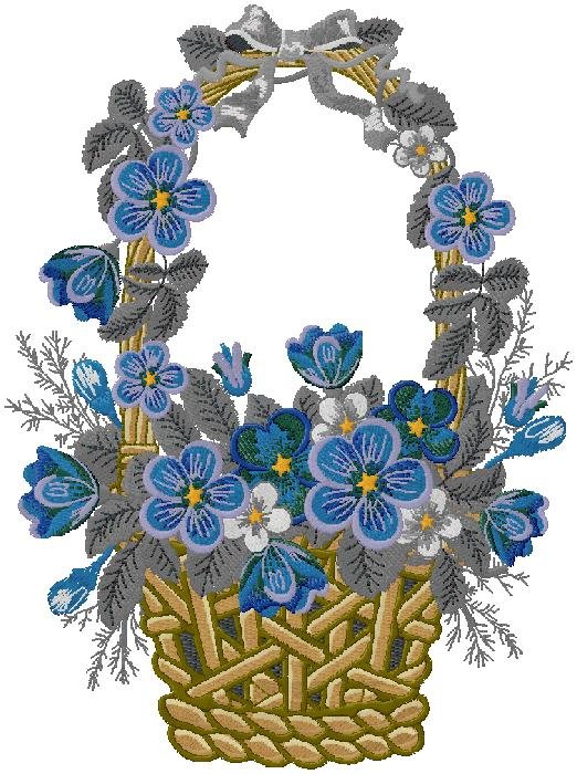 floral Basket – Machine Embroidery Design - embnew.com