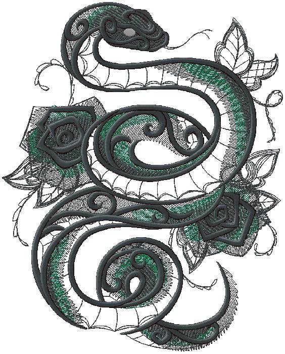 Snake – machine embroidery design - embnew.com