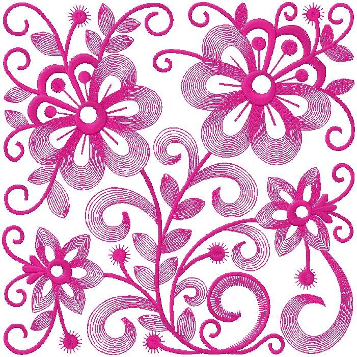 Floral block Embroidery Design - embnew.com