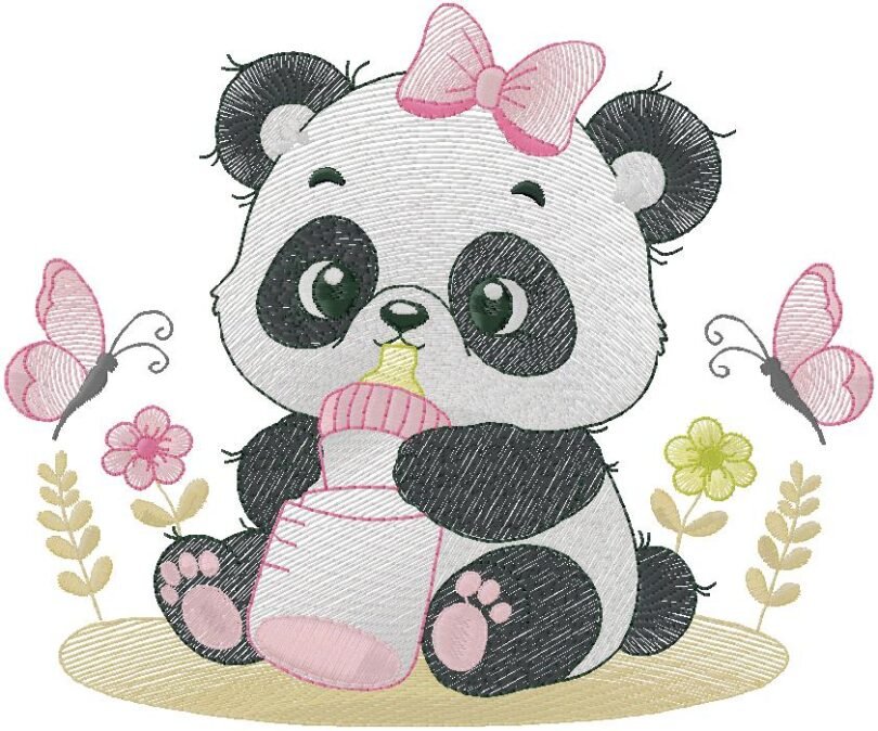 Panda baby Embroidery Design - embnew.com