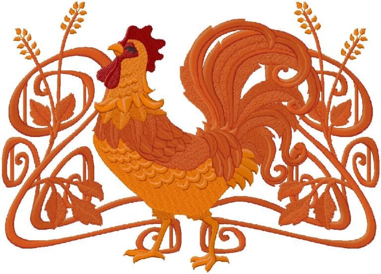 Rooster embroidery design - embnew.com