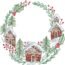 Christmas Gingerbread Village Wreath Embroidery Design - embnew.com